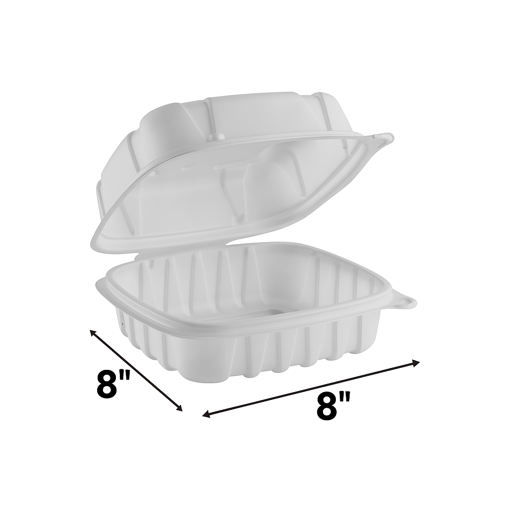 ROYAL EP HINGED CONTAINERS CLAM SHELL 8X8 (150 PCS) – KTK Masala Shop