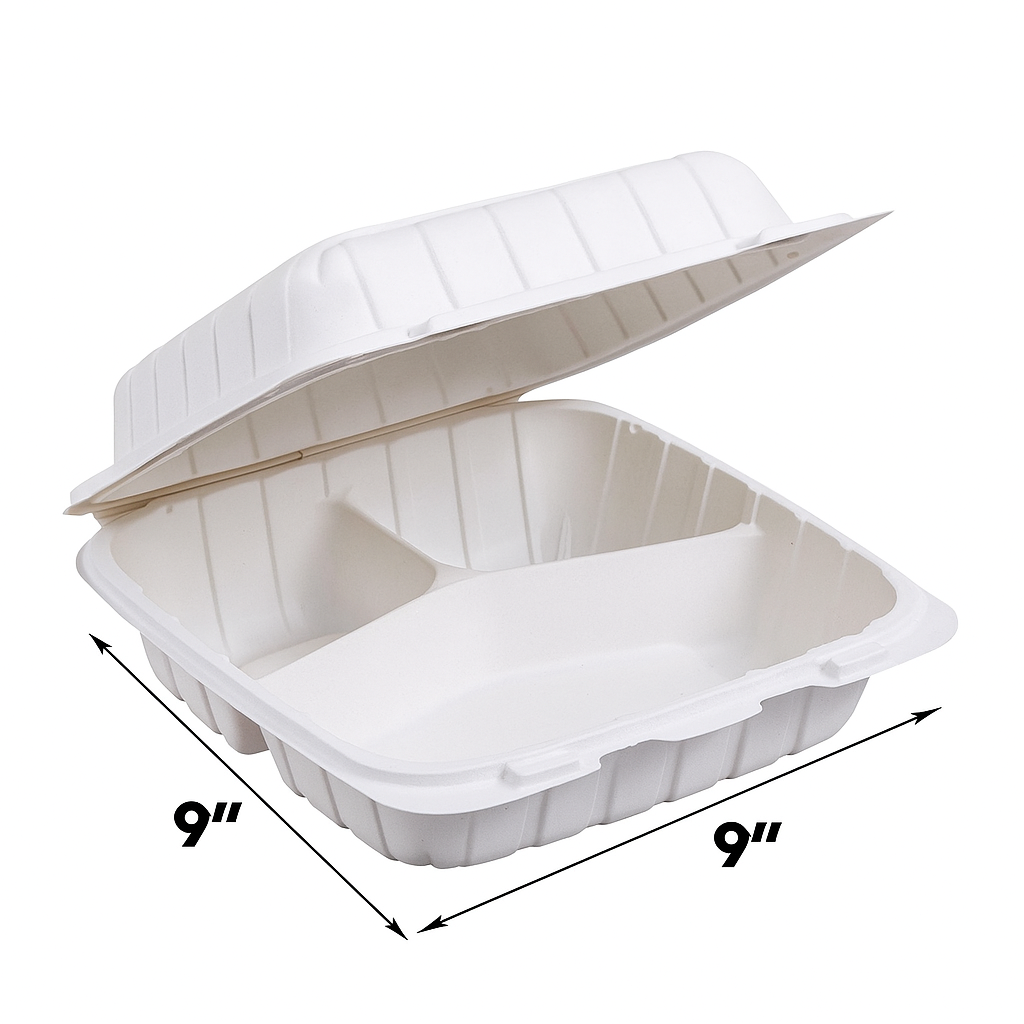 ROYAL EP HINGED CONTAINERS CLAM SHELL 3 COMP 9X9 (150 PCS) – KTK Masala ...